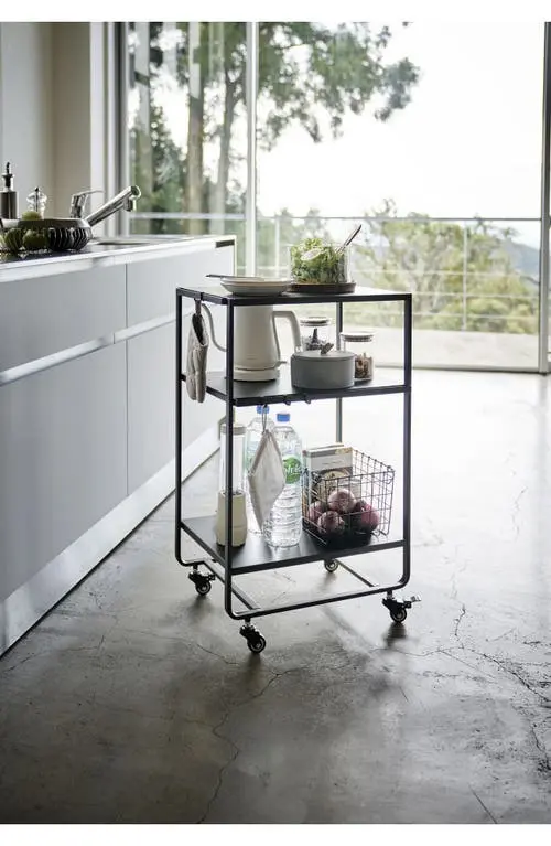 YAMAZAKI Three Tier Tower Kitchen Cart - Black