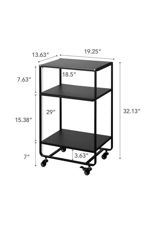 YAMAZAKI Three Tier Tower Kitchen Cart - Black