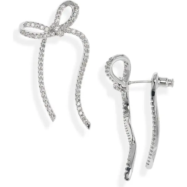 Shashi Caroline Pavé Bow Drop Earrings