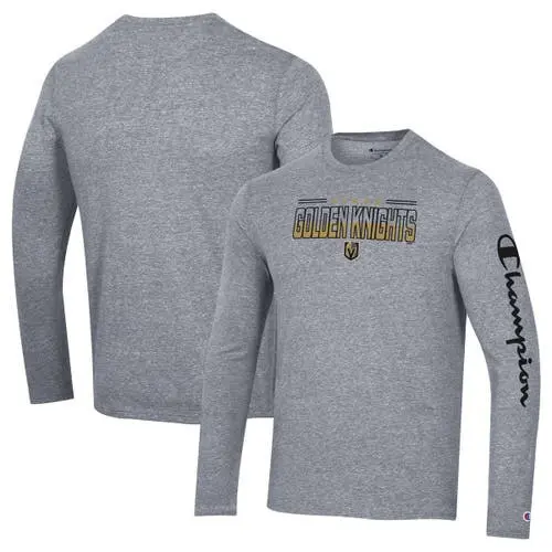 Champion Heather Vegas Golden Knights Tri-blend Long Sleeve T-shirt - Gray