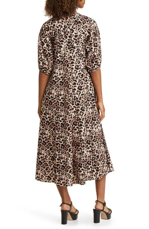 Asos Animal Print Cotton Trapeze Midi Dress