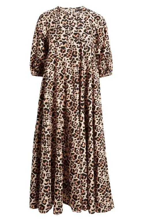 Asos Animal Print Cotton Trapeze Midi Dress