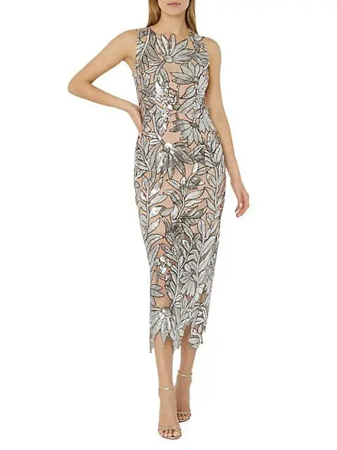 milly kinsley floral sequin lace midi dress Falling Leaves WATERFALL DRESS – Millie Mae Clothing main image 1