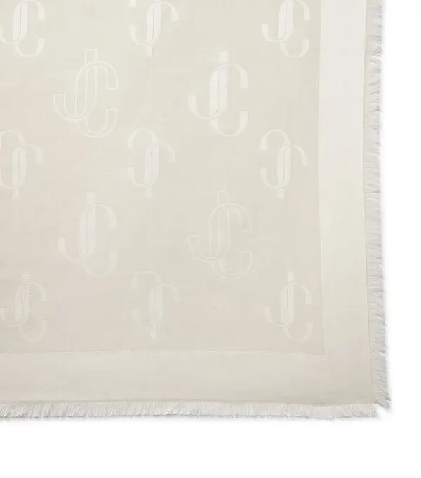 JIMMY CHOO Silk-blend Monogram Scarf - Ivory
