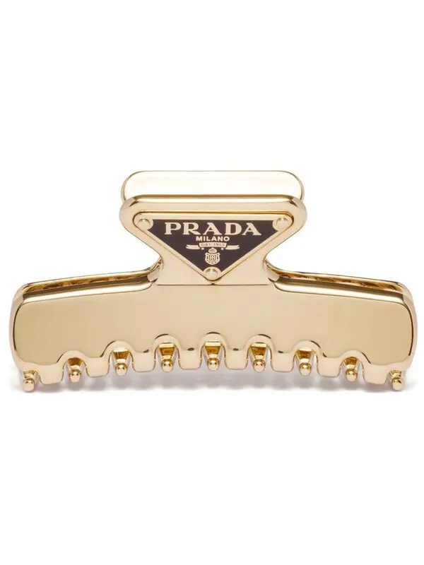 Prada Triangle-logo Hair Clip - Gold
