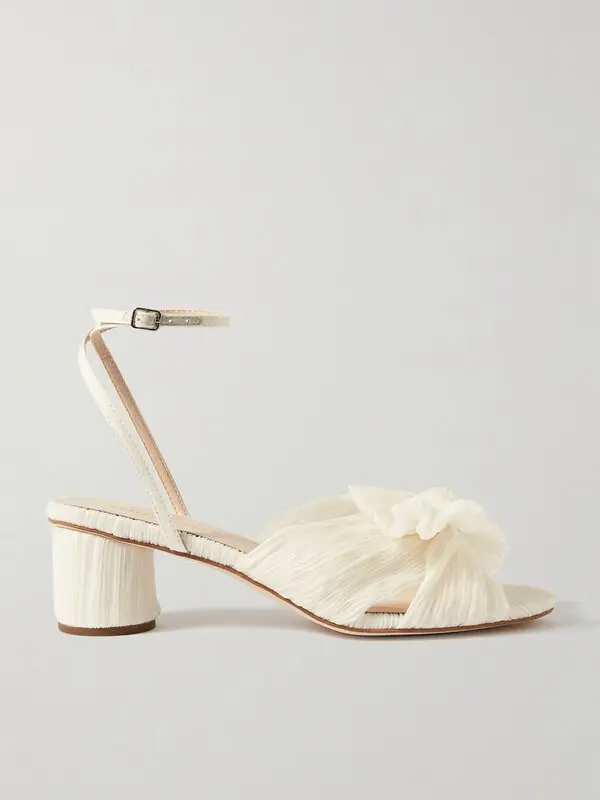 LOEFFLER RANDALL Dahlia Plissé-organza Sandals With Leather-like Trim - Neutrals