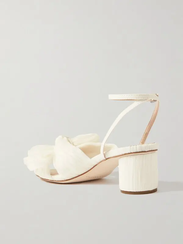 LOEFFLER RANDALL Dahlia Plissé-organza Sandals With Leather-like Trim - Neutrals