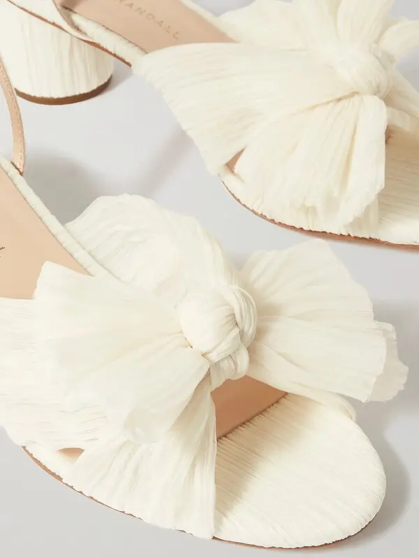 LOEFFLER RANDALL Dahlia Plissé-organza Sandals With Leather-like Trim - Neutrals