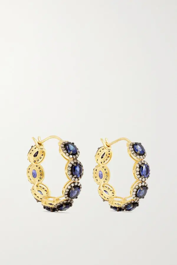 AMRAPALI LONDON 18-karat Sapphire And Diamond Hoop Earrings - Gold