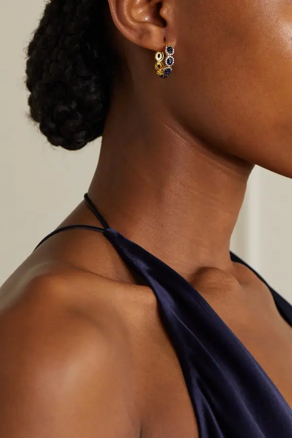 AMRAPALI LONDON 18-karat Sapphire And Diamond Hoop Earrings
