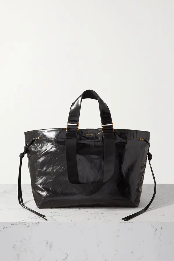 Isabel Marant Wardy Crinkled-leather Tote - Black