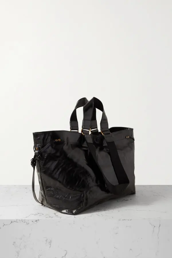 Isabel Marant Wardy Crinkled-leather Tote - Black