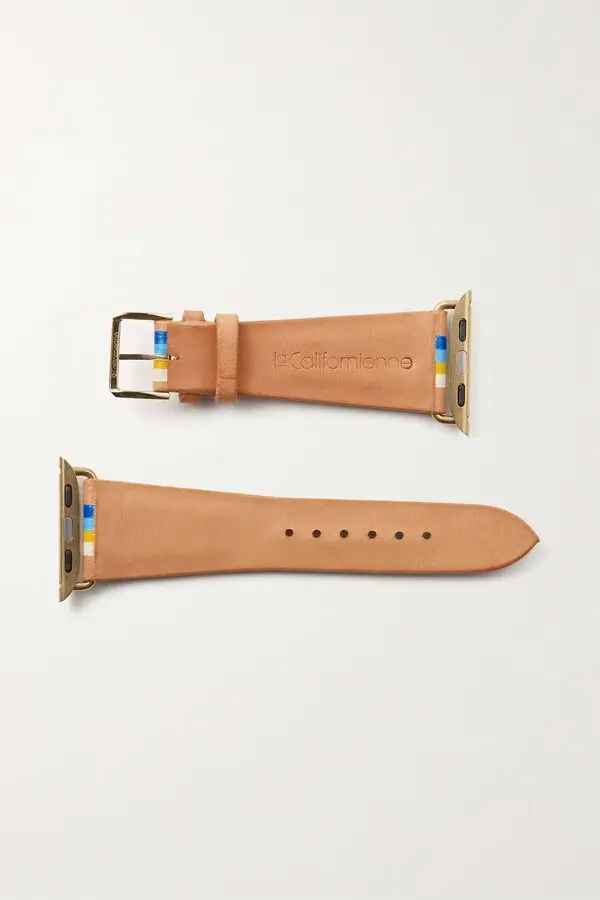 LACALIFORNIENNE Striped Leather Watch Strap