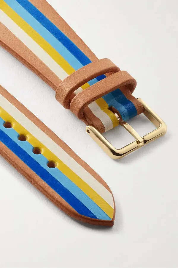 LACALIFORNIENNE Striped Leather Watch Strap