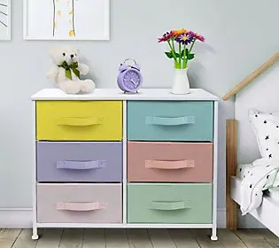 SORBUS 6-drawer Storage Cube Dresser Pastel
