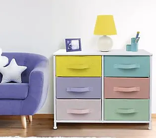 SORBUS 6-drawer Storage Cube Dresser Pastel
