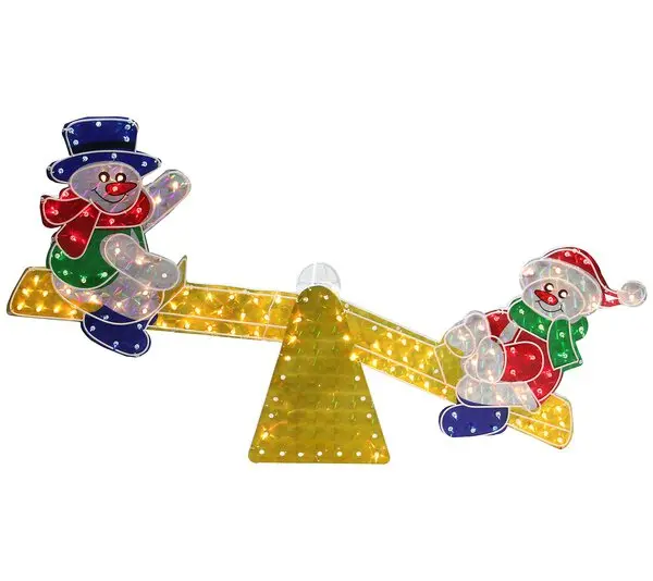 NORTHLIGHT Snowmen See Saw Lighted Christmas De Coration - One-color