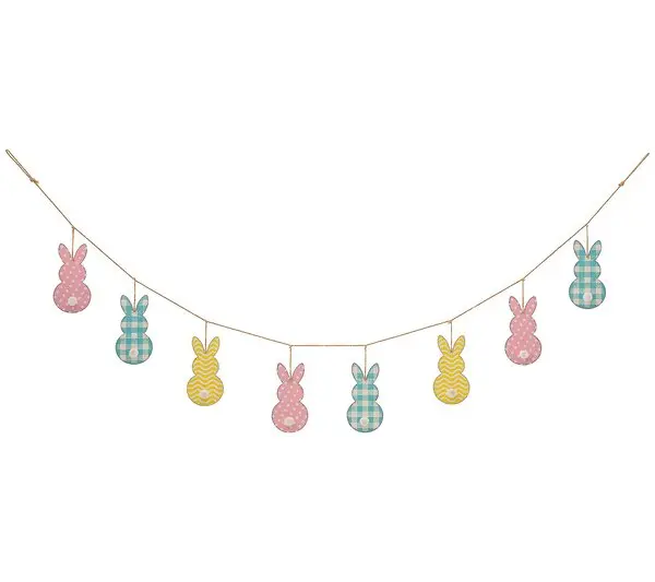 GLITZHOME Easter Metal Bunny Garland - One-color