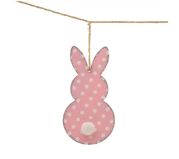 GLITZHOME Easter Metal Bunny Garland