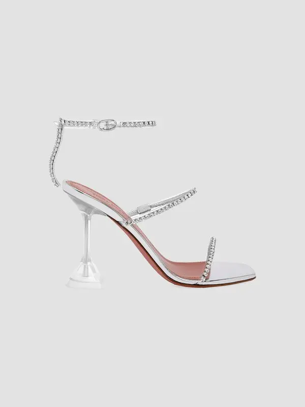 Amina Muaddi Gilda Crystal-embellished Sandals - Silver