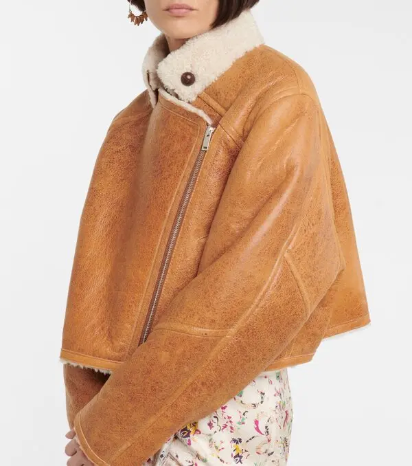 MARANT ETOILE Apstya Leather And Shearling Jacket