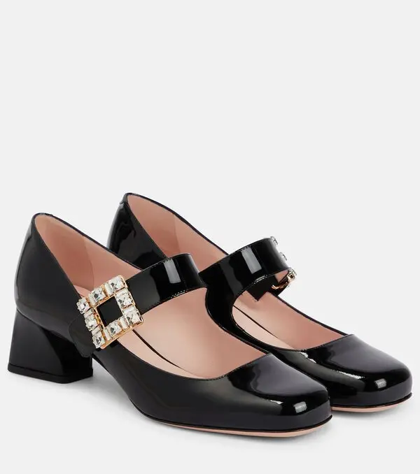 ROGER VIVIER Très Vivier Patent Leather Mary Jane Pumps - Black