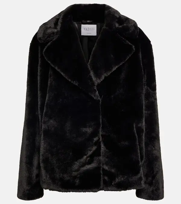 Velvet By Graham Spencer Raquel Faux Fur Coat In Black 30% Off