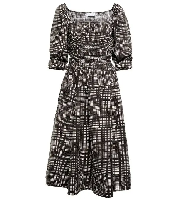 Proenza Schouler White Label Checked Cotton Poplin Midi Dress