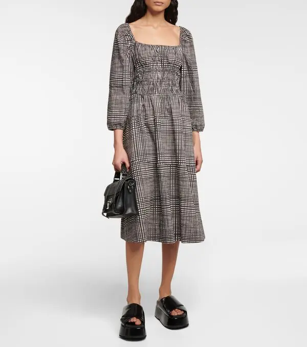 Proenza Schouler White Label Checked Cotton Poplin Midi Dress