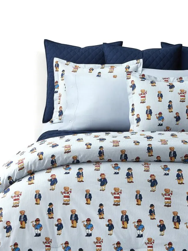 Ralph Lauren Teddy Bear Stripe 3-piece Comforter Set - Blue