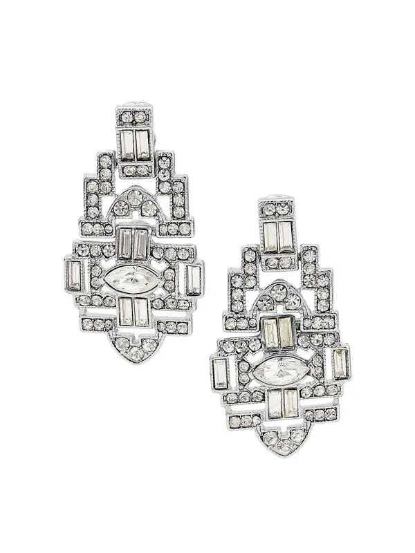 KENNETH JAY LANE Rhodium-plated & Glass Crystal Clip-on Earrings - Silver Crystal