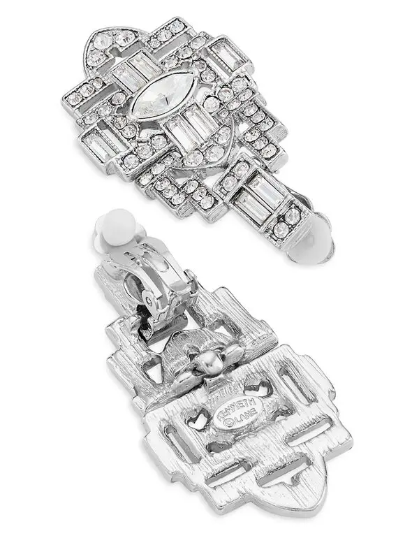 KENNETH JAY LANE Rhodium-plated & Glass Crystal Clip-on Earrings