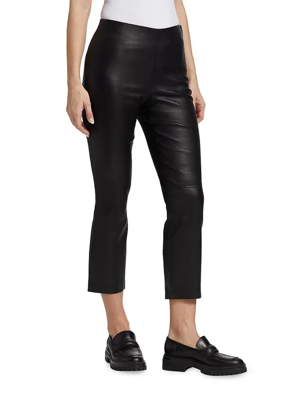 Vince Cropped Leather Boot-cut Pants