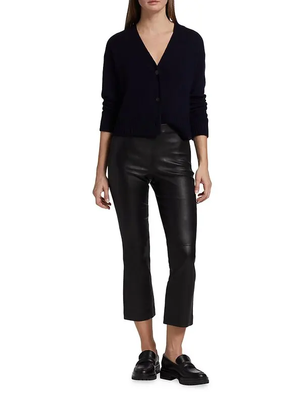 Vince Cropped Leather Boot-cut Pants