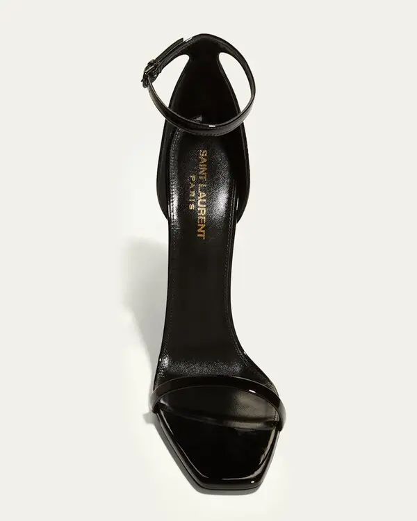 Saint Laurent 110mm Opyum Patent Leather Sandals - Black
