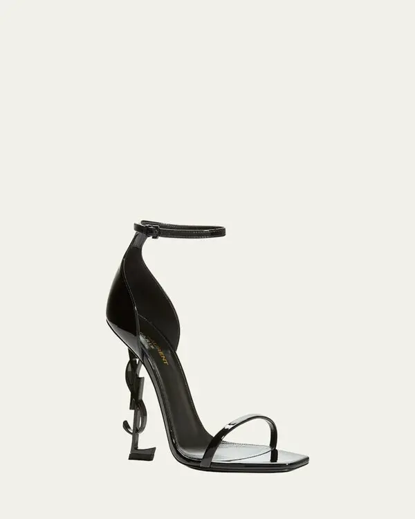 Saint Laurent 110mm Opyum Patent Leather Sandals - Black