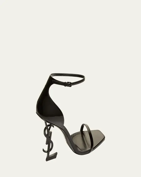 Saint Laurent 110mm Opyum Patent Leather Sandals - Black