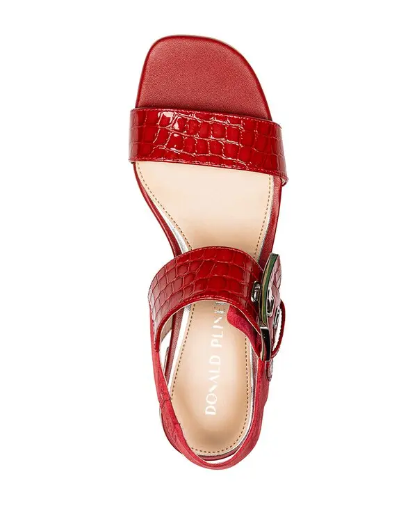 DONALD PLINER Ankle Strap Mid Heel Sandals - Tomato