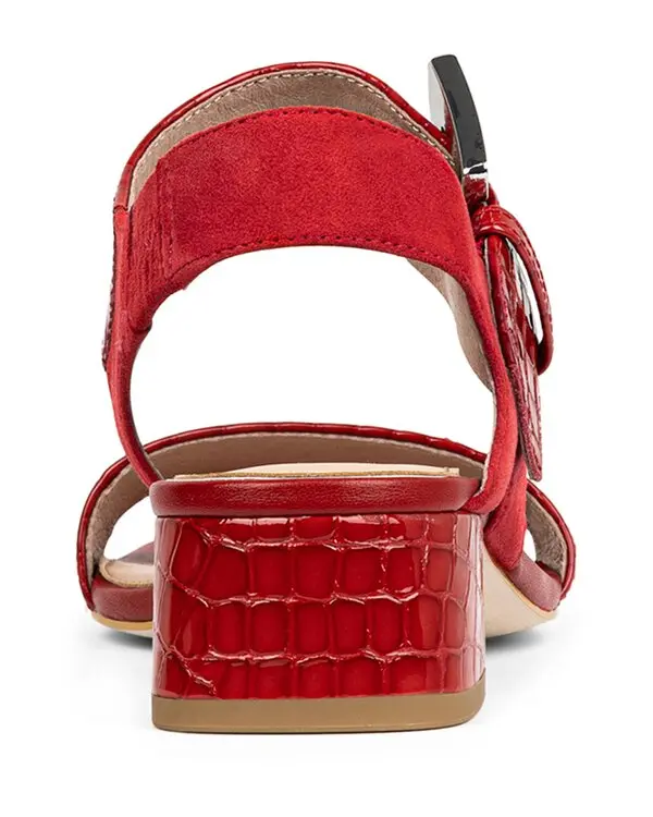 DONALD PLINER Ankle Strap Mid Heel Sandals - Tomato