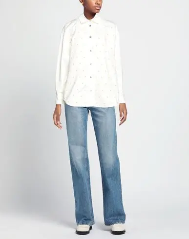 MSGM Embroidered Denim Overshirt - White