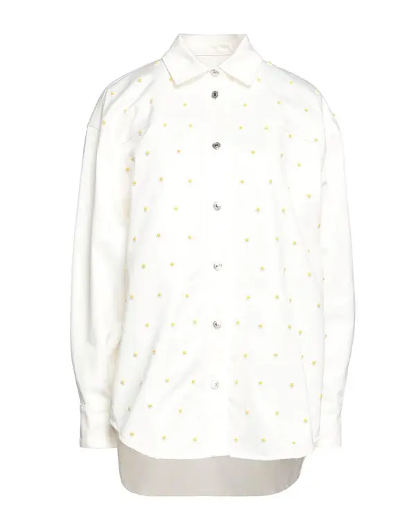 MSGM Embroidered Denim Overshirt - White