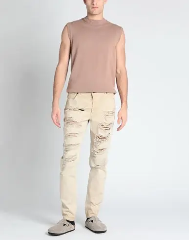 NOSTRASANTISSIMA Skinny Fit Jeans With Ripped Detail - Beige