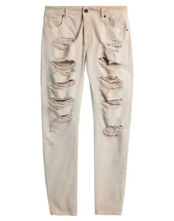 NOSTRASANTISSIMA Skinny Fit Jeans With Ripped Detail - Beige