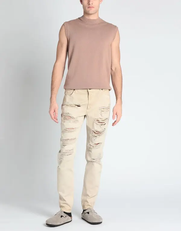 NOSTRASANTISSIMA Skinny Fit Jeans With Ripped Detail - Beige