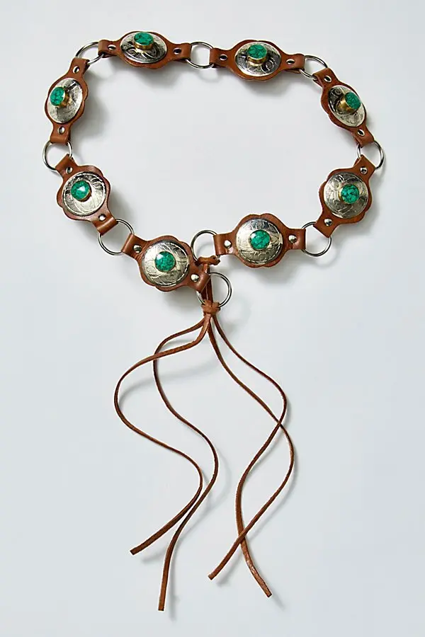 Z & L EUROPE Calypso Stone Wrap Belt - Green