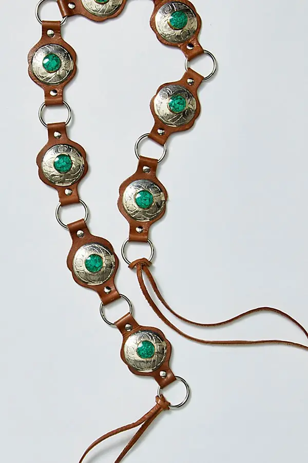Z & L EUROPE Calypso Stone Wrap Belt - Green