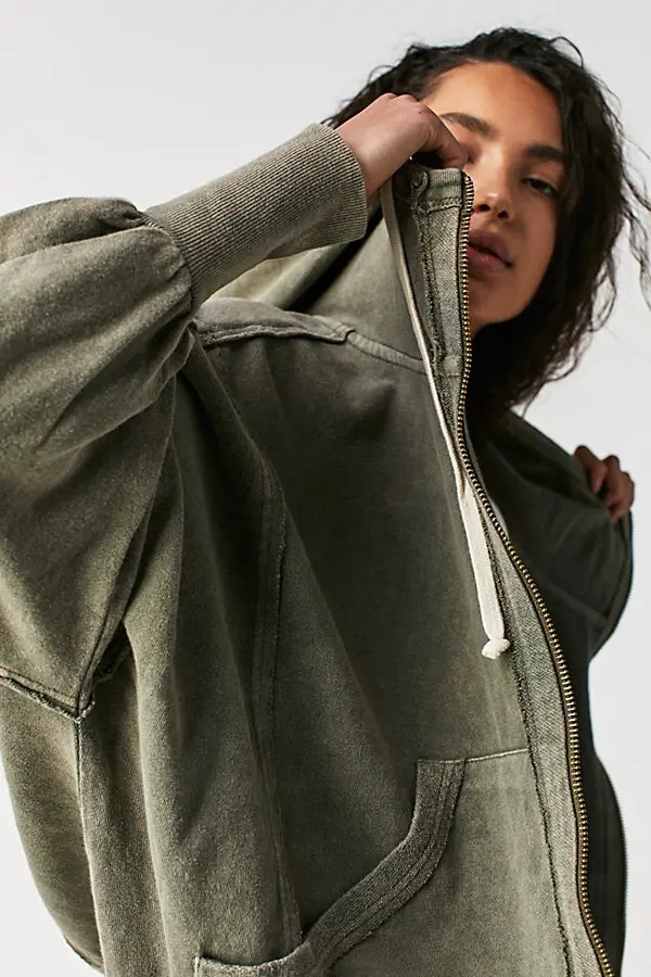 Sweat Free People Camden – Vert Olive – Taille L – Délavé – Discontinué – NEUF Sans étiquette