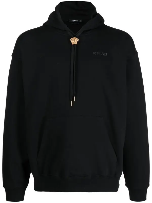 Versace La Medusa Cotton Hoodie - Black