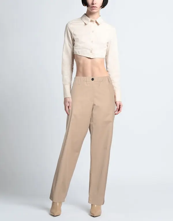 MSGM Wide Leg Twill Pants - Beige