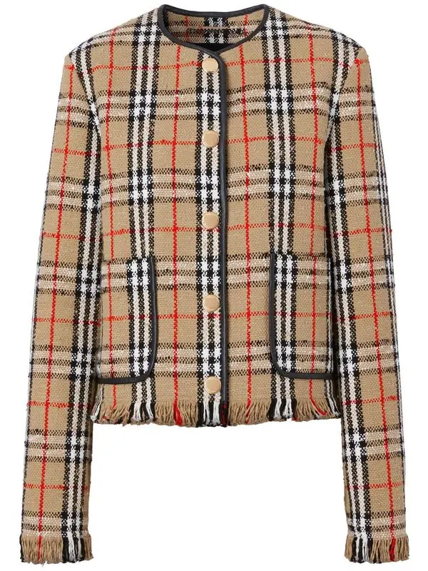 Burberry Vintage Check Bouclé Jacket - Neutrals